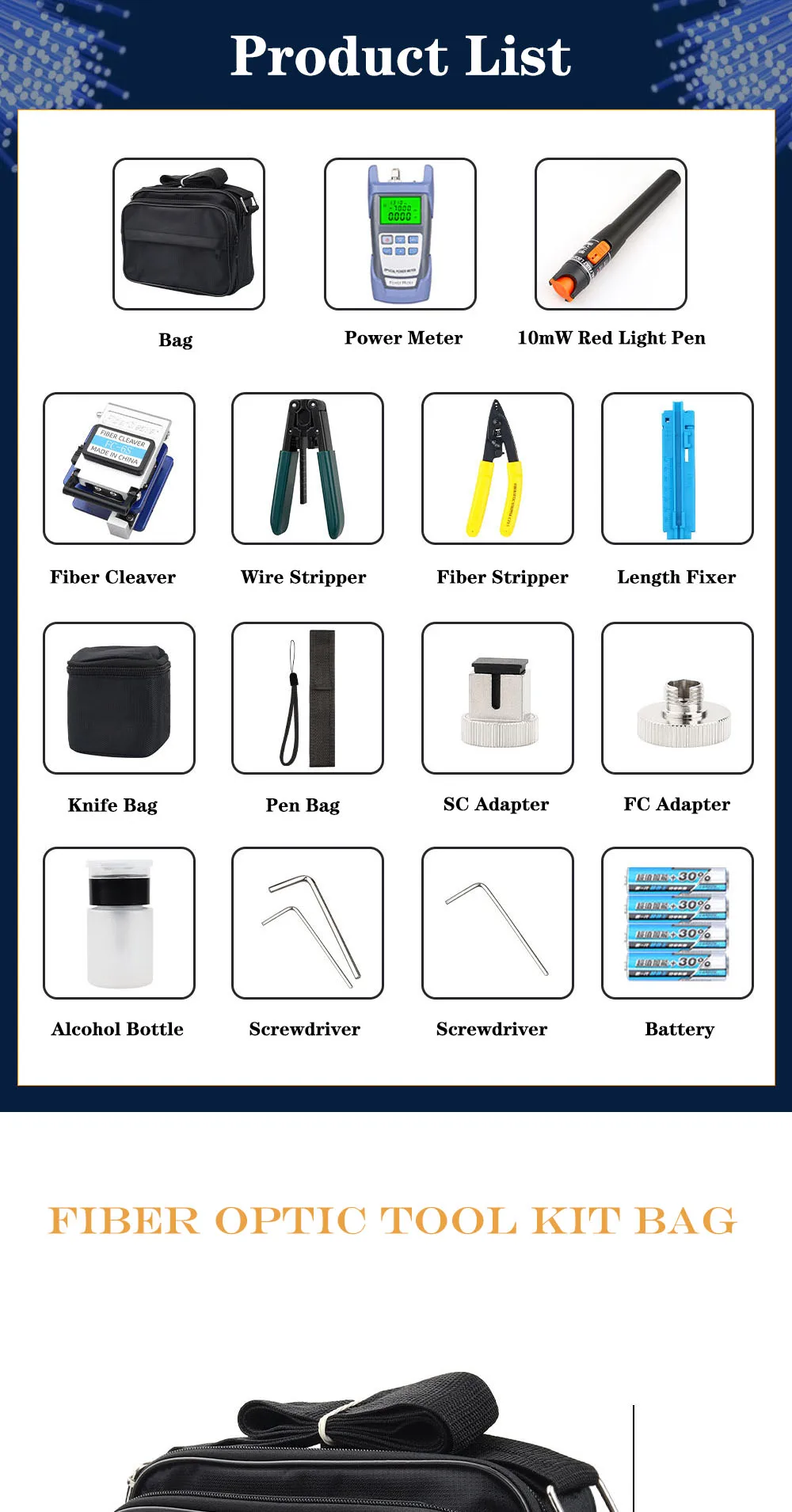 FTTH Fiber Optic Tool Kit - MXT-007 with FC-6S Equipment