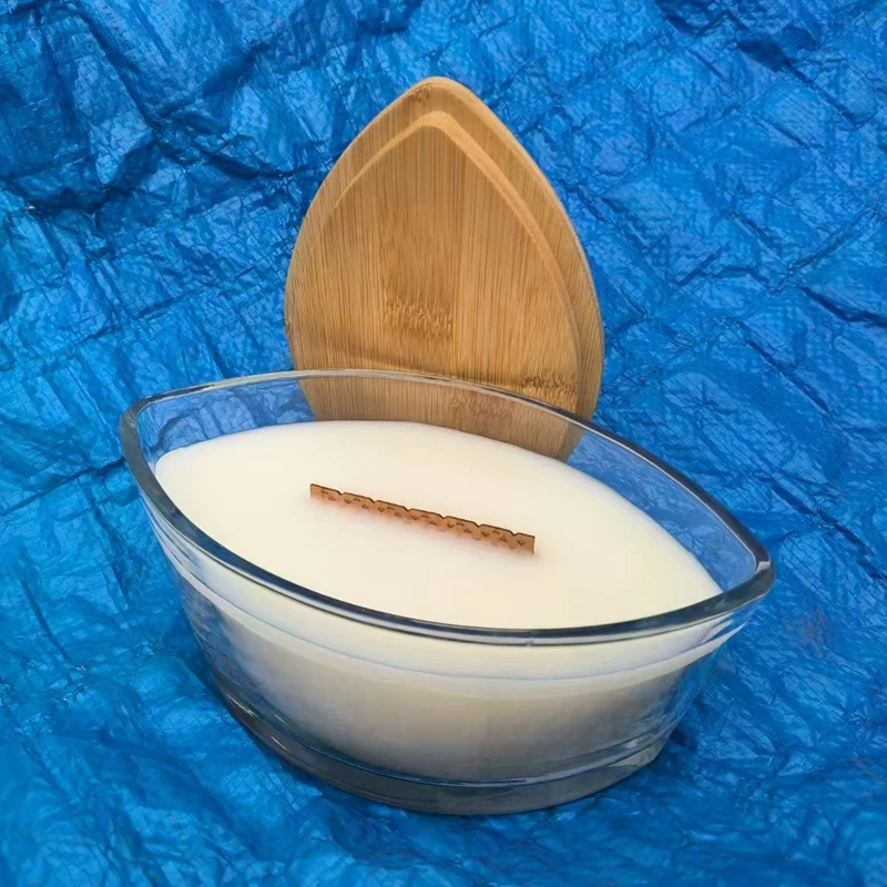 Oval Boat Shape Glass Candle Vessels Containers With Lids - Buy Oval ...