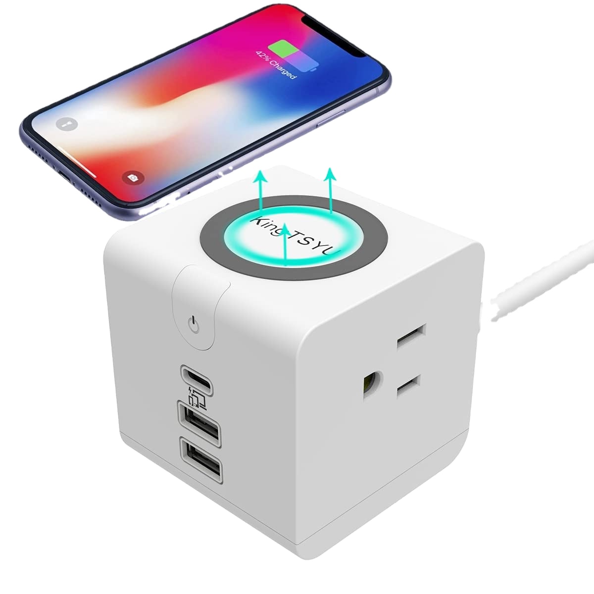 US Cube USB C Power Strip with PD 20W Surge Protector with 15W Wireless ...