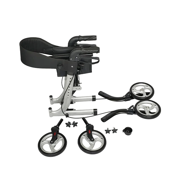 Folding Rollator Walker with 8" Wheels - Supports 350 Lbs