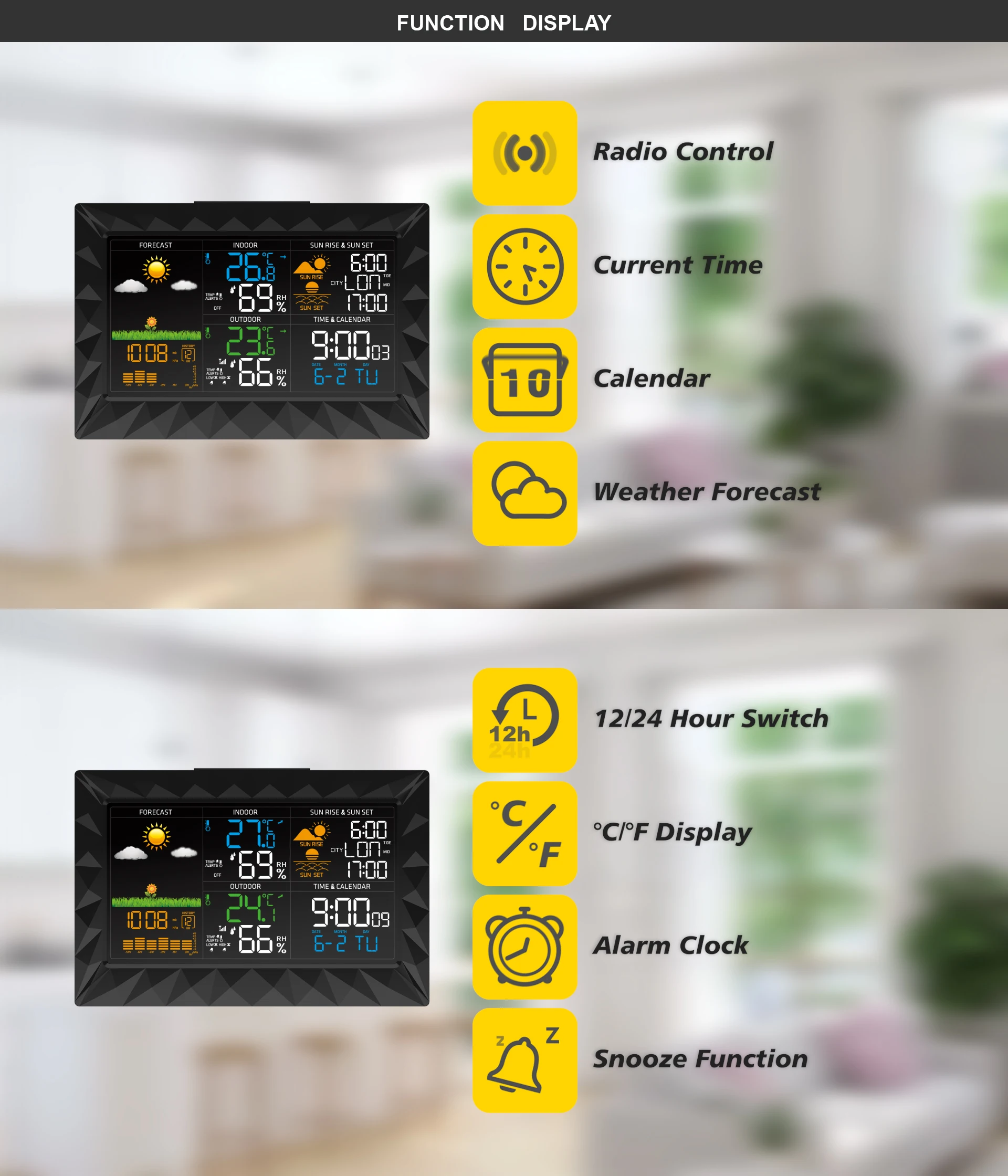 Rf 433mhz Wireless Color Weather Station With Temperature And Humidity ...