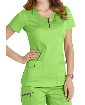 Lime Green Scrub Tops Female Staff Nurse Uniform Mercy Hospital Scrubs ...