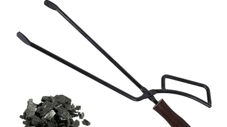 Fire Tongs,Heavy Duty Cast Iron Fireplace Log Tongs With Wooden Handle ...