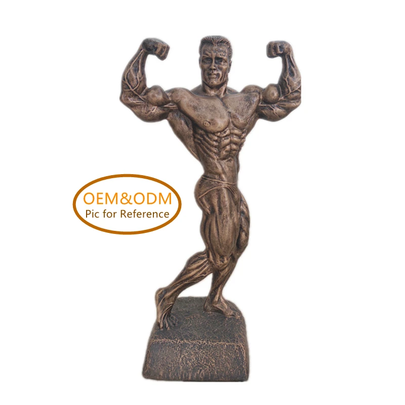 Resin Male Bodybuilder Double Bicep Statue Bodybuilding Game Trophy ...