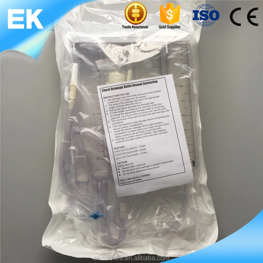 2500ml Triple Chamber Chest Drainage Bottle Pvc Eo Transparent Medical ...