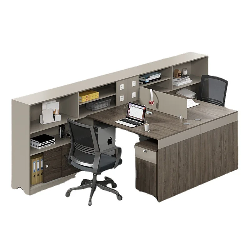 Double Sided Desk With Drawers Standing Workstation Modern Office ...
