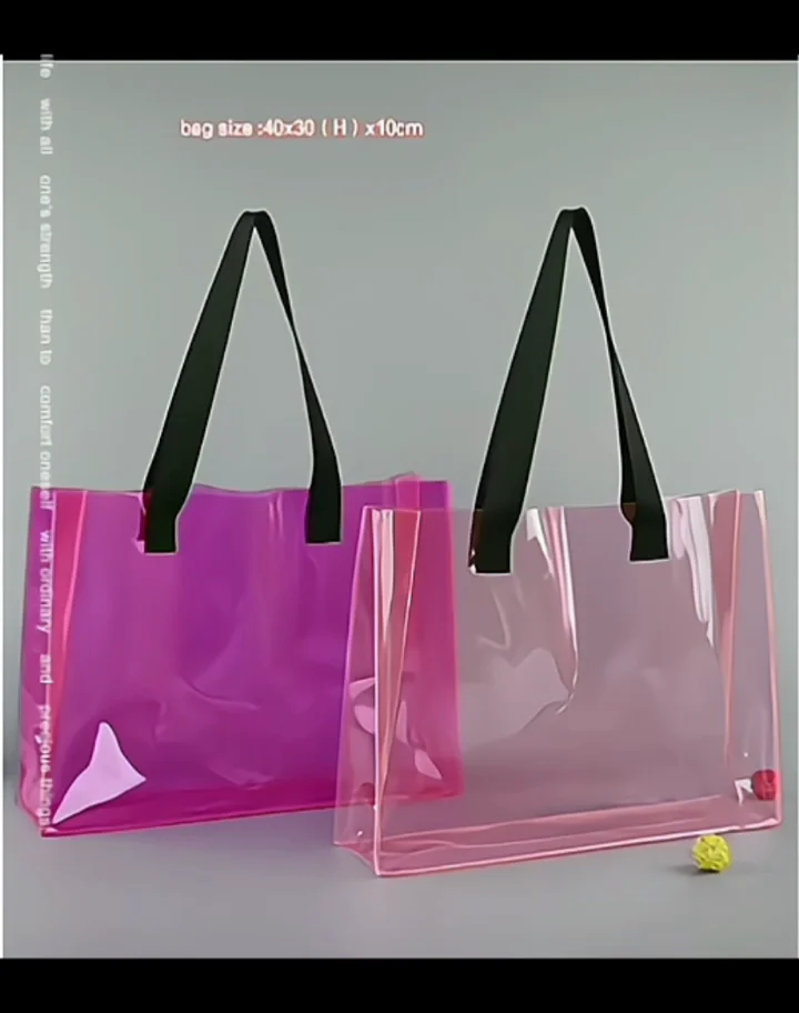 Custom Print New Design Pvc Logo Bag Glitter Transparent Plastic Pvc ...