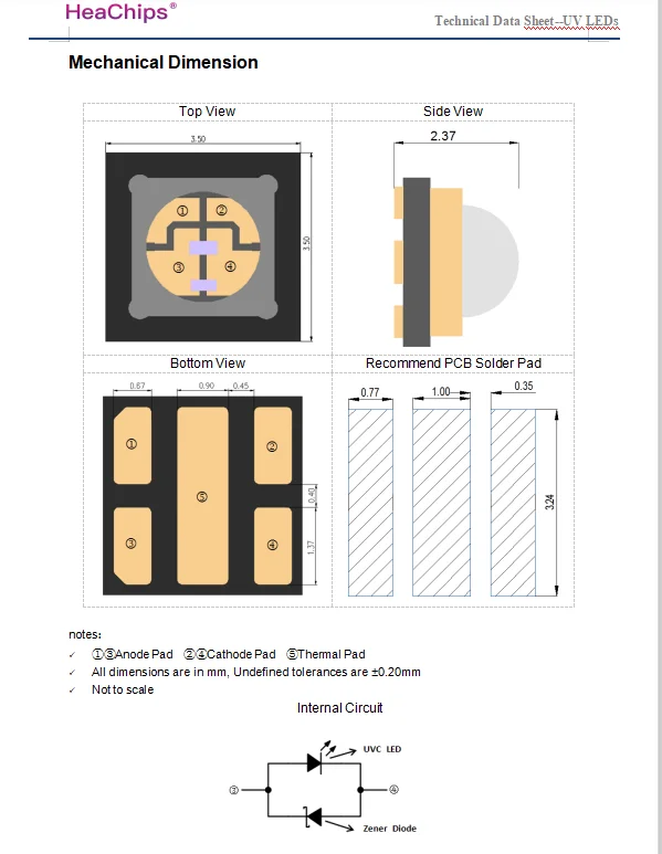 Radiant Flux Deep Uvc Led Uvb 265nm 275nm 310nm 308nm 3535 With Lens ...