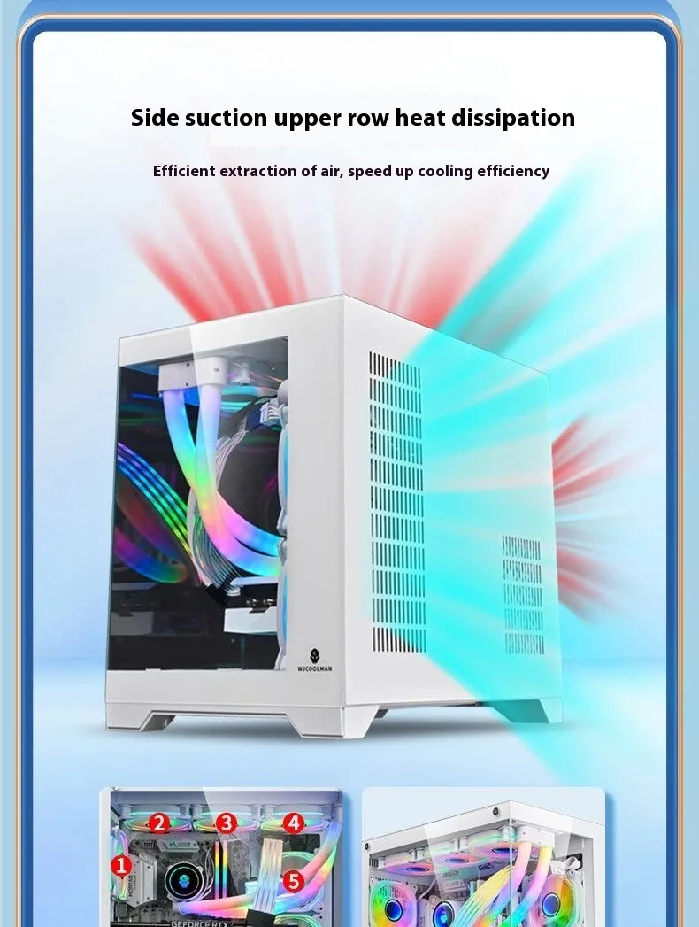 Pink MATX Mid Tower Game Customization Metal Micro Desk Casing Tempered ...
