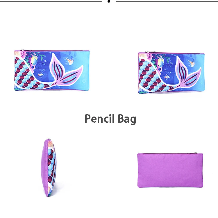 Girls Purple Mermaid School Backpack Oem Printed Sequin 3 Set School ...