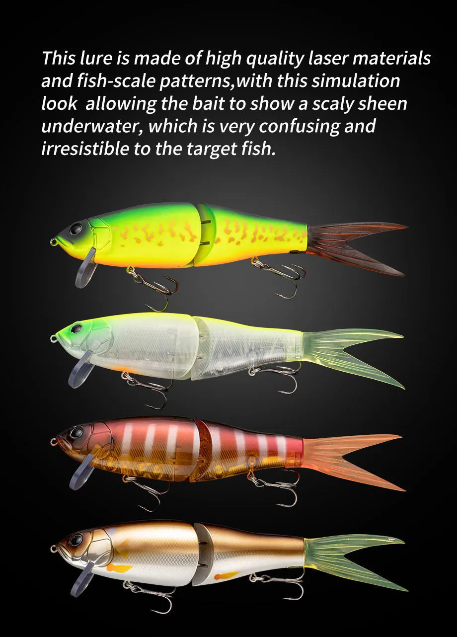 210mm 64g Predator Multi Jointed Swim Baits Floating Minnow Lure 2 ...