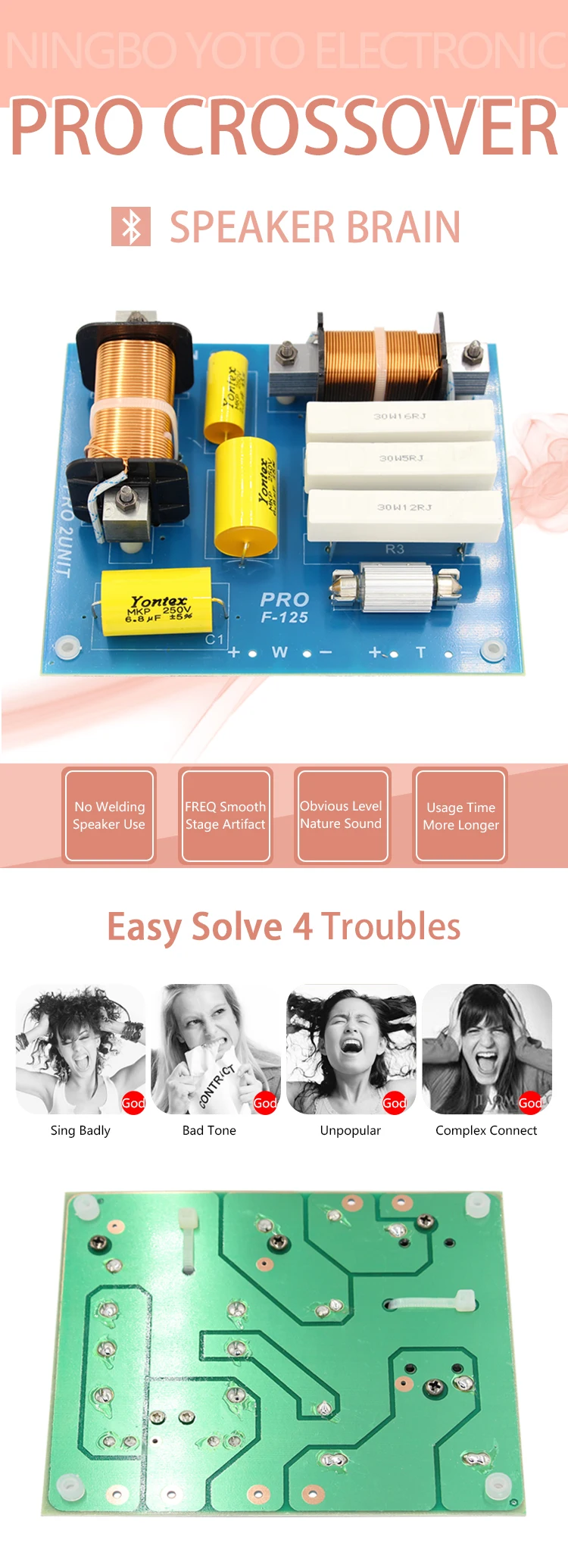 Yoto Pro-de225 High Quality 1000 Watt 58mm Double Inductor 8 Ohm 2 Way ...