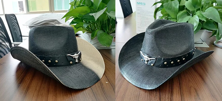 Men's Paper Straw Texas Cowboy Hat Usa American Flag Painting Straw Hat ...