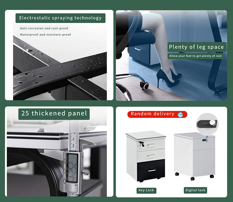 Modern Steel Leg Small office Modular Workstations Design With Cabinets ...