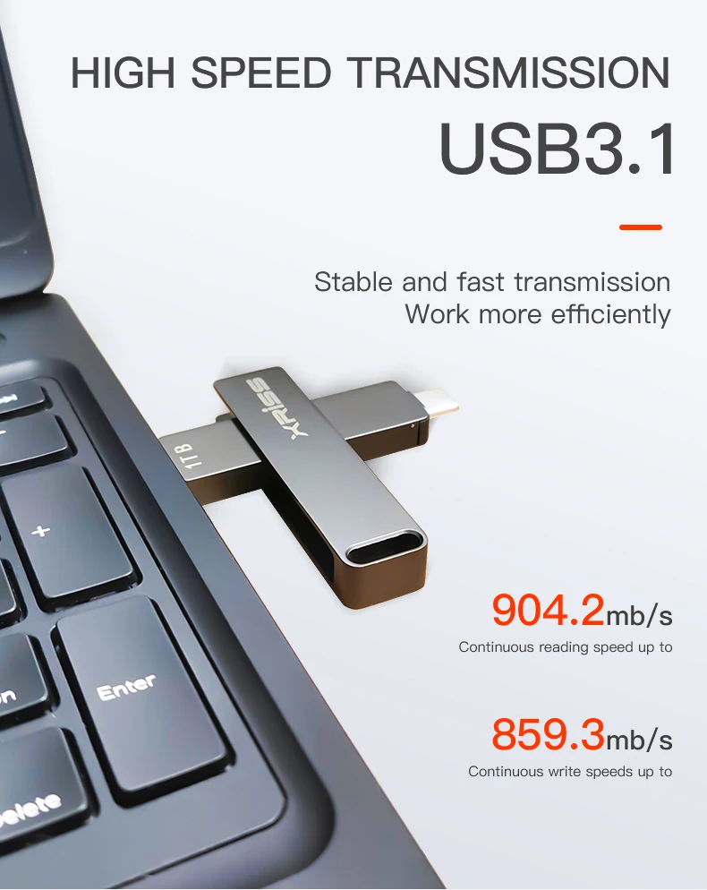 Custom Logo Usb Flash Drive Type C 64gb 128gb 256gb Metal Rotating Usb ...