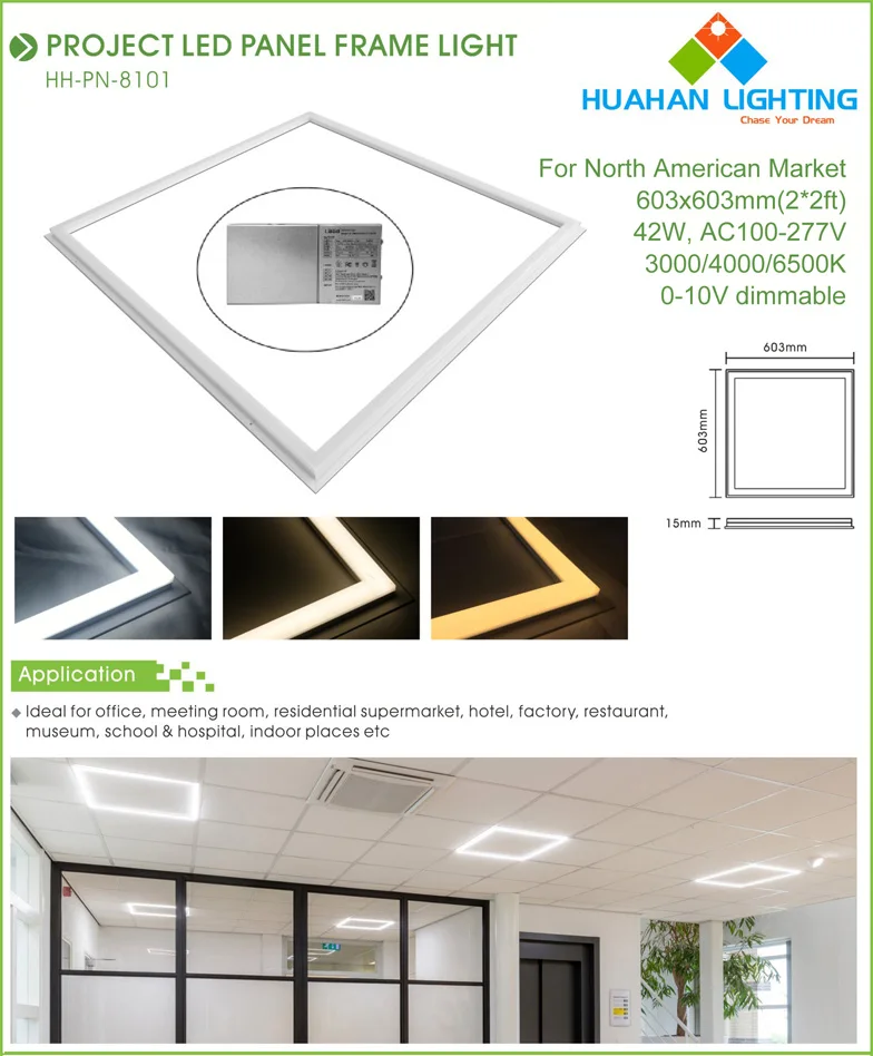 603x603mm 42W LED Ceiling Grid Frame Light - 50000 Hours Lifespan
