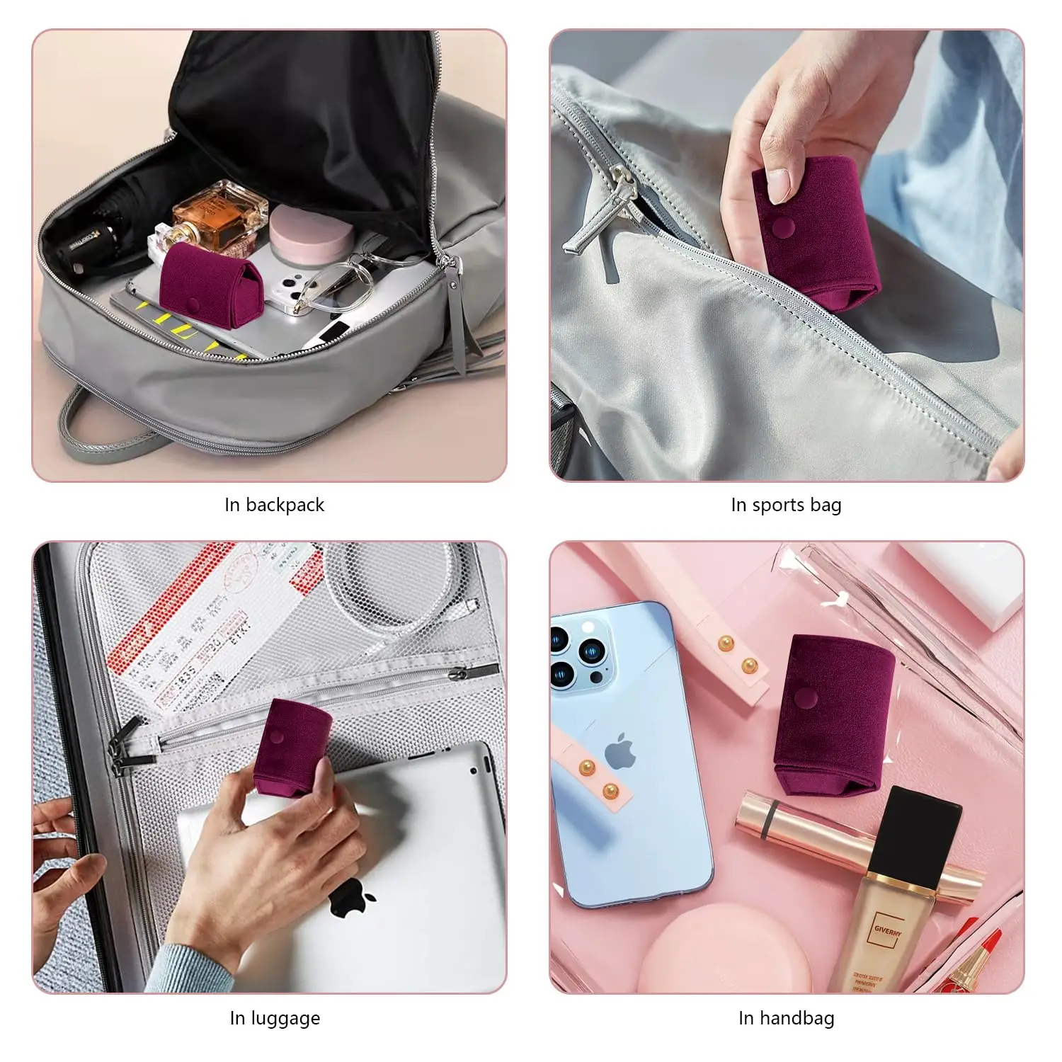 Custom Compact Velvet Ring Box Ring Bag Packaging with Plush Interior ...