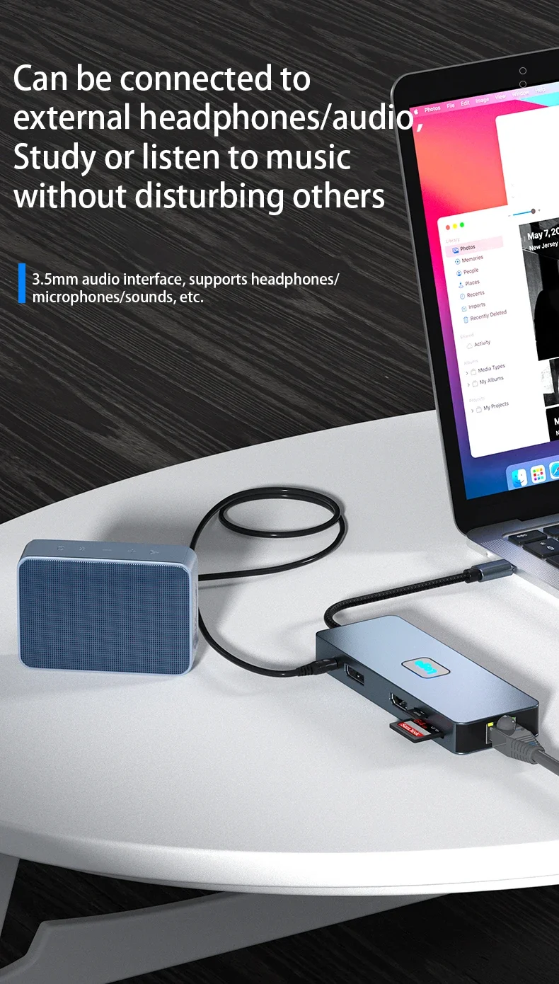 Dual hd 11 Ports Pd Charging Sd Tf Card Reader c to Ethernet Aluminium ...