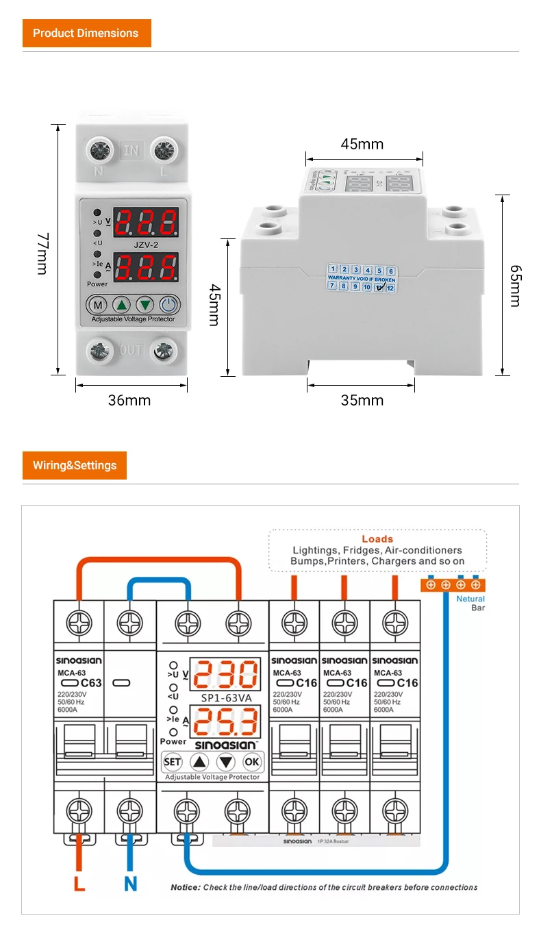 Din Rail Automatic Digital Adjustable Over Voltage Current Protector ...
