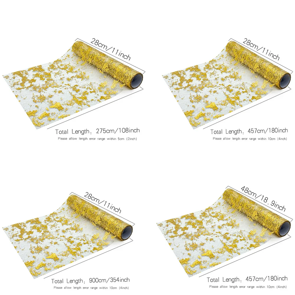 Diy Shinny Gold Mesh Table Runners For Wedding Disposable Table Runners ...