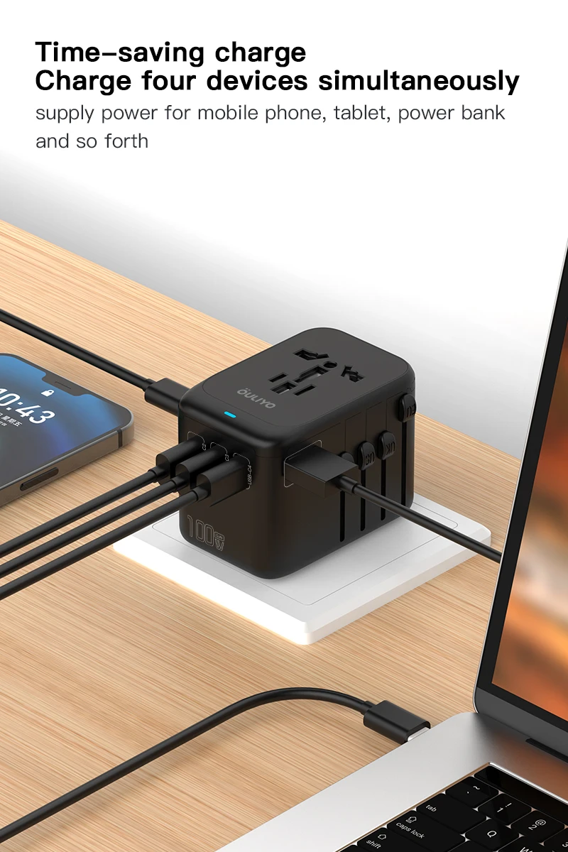 100w Super Fast Charging World International Universal Travel Adapter ...