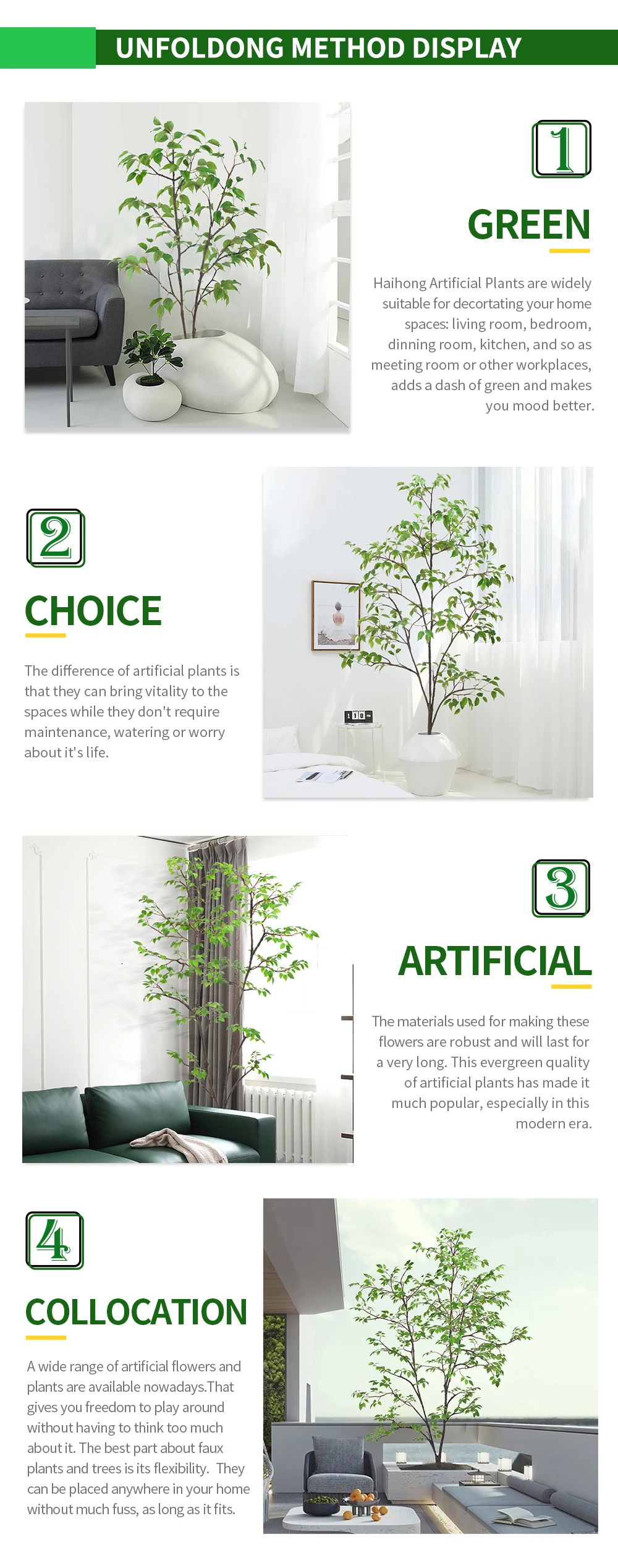 Artificial Ficus Tree Plastic Decoration Plants Small Artificial Banyan ...
