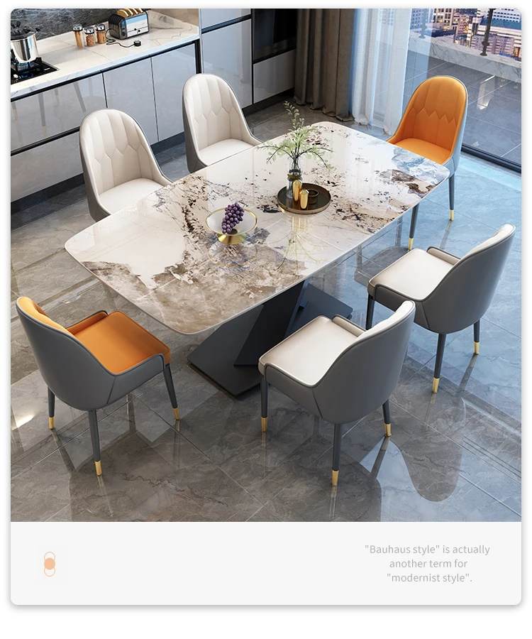 Wholesale Italian Light Luxury Black Rock Plate Dining Table