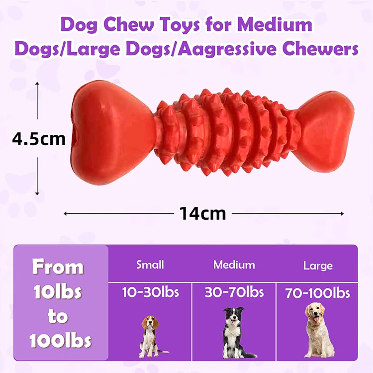 Juguetes Para Perros Natural Rubber Pet Dog Bone Toy Red Durable Teeth ...