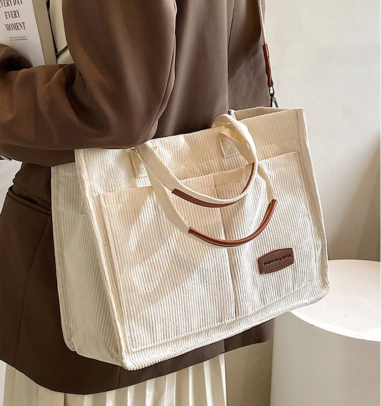 Corduroy Women's Tote Bag Canvas Shoulder Crossbody Bags For Women ...