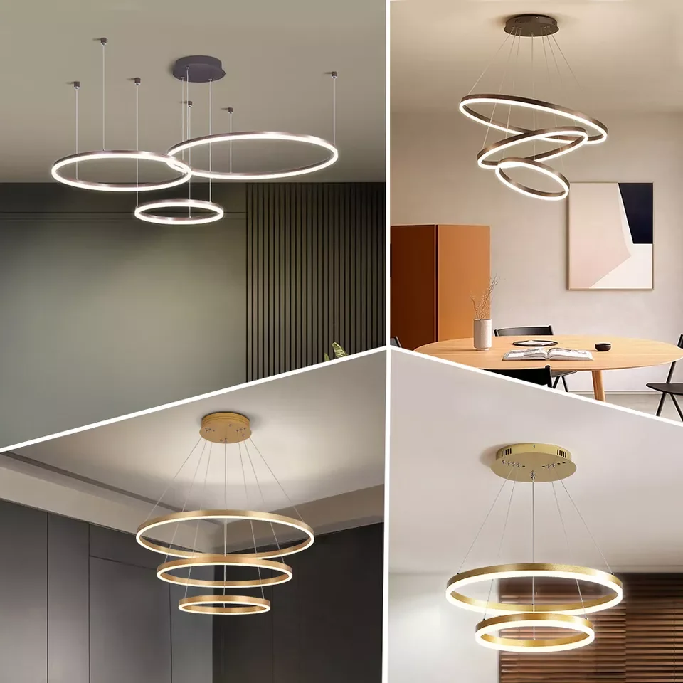 Luxury Acrylic Ceiling Ring Lamp Chandelier LED Circle Pendant Light