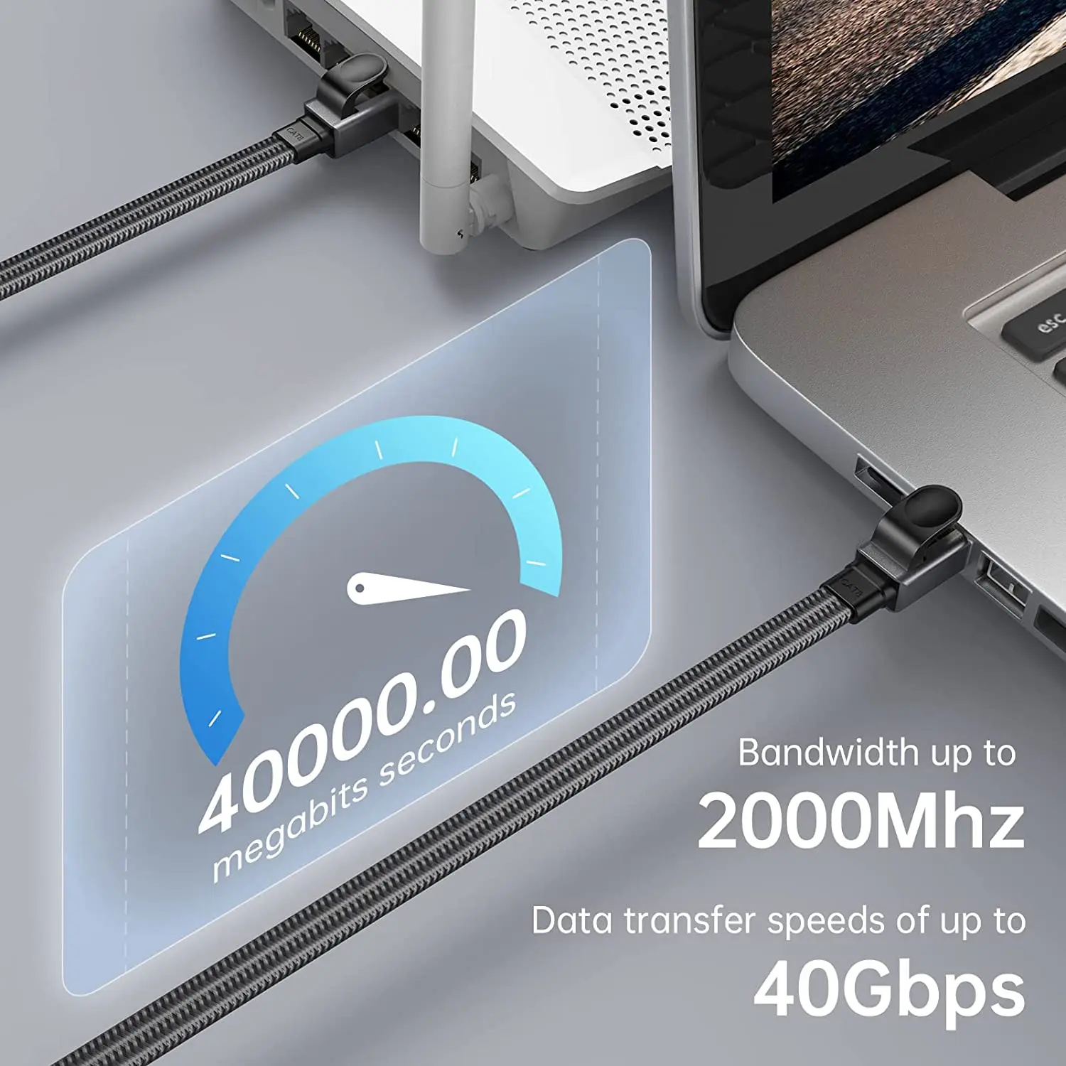 Cat 8 Ethernet Cable 40gbps 2000mhz Faster Than Cat7/cat6/cat5e Flat ...