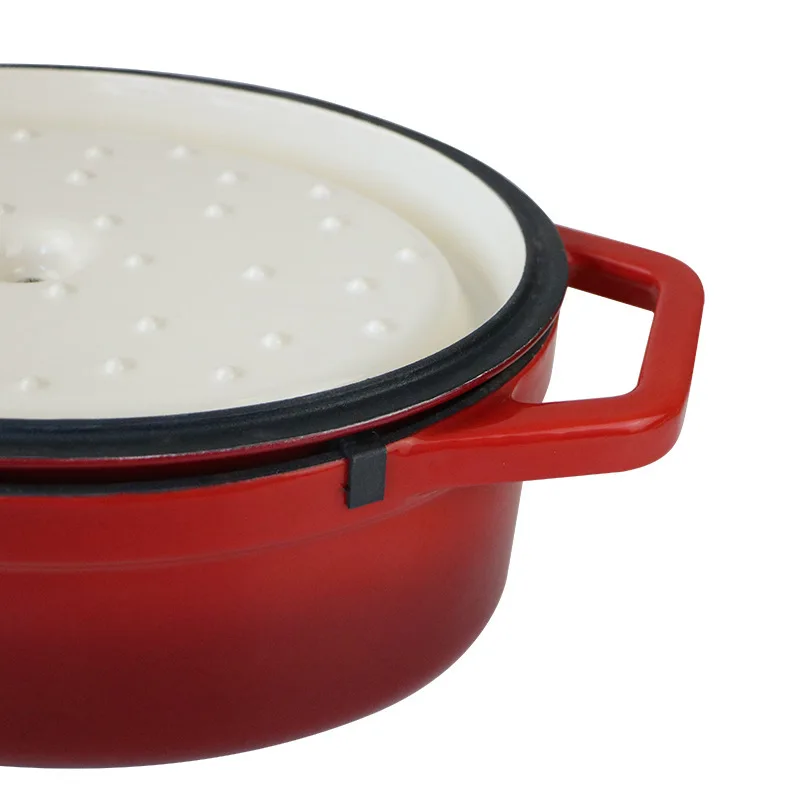 French Large Red Cast Iron Casserole Saucepans Pot Enamel Cast Iron ...