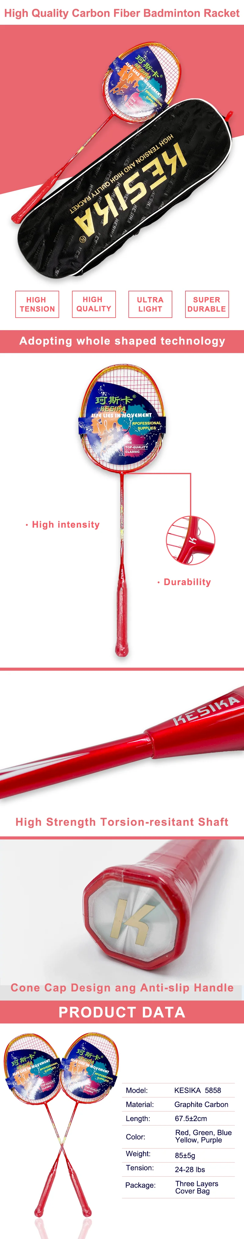 New Release Kesika Cheap Carbon Fiber Badminton Racket For Ameteur ...