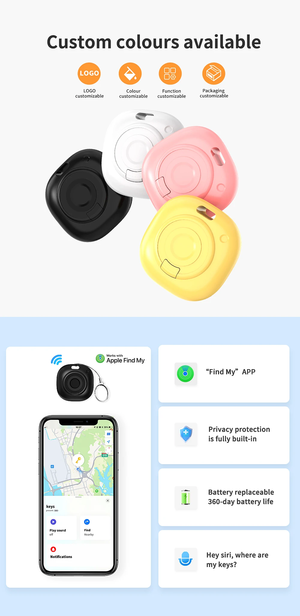 New Realse Find My Tag Smart Key Finder Locator Wallet Lugggae Pet ...