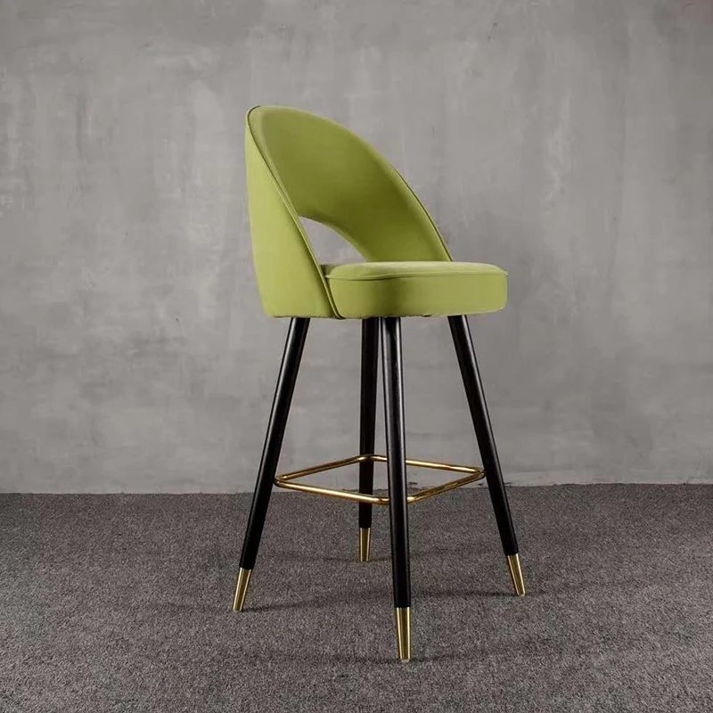 Modern Popular Solid Wood Leg bar Stools for Kitchen Green Velvet High ...