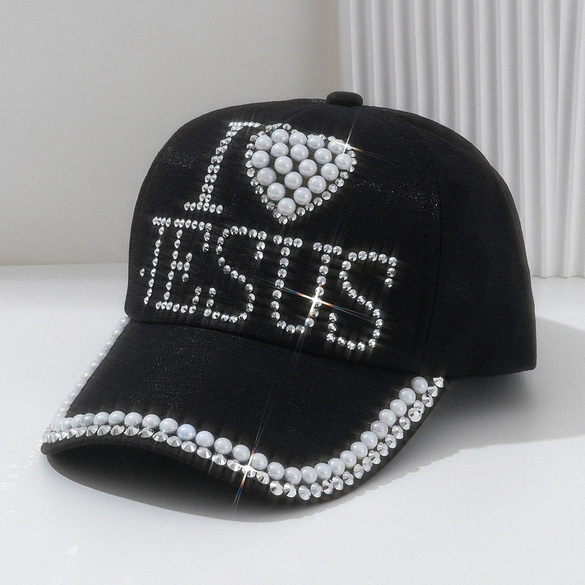 Women's Baseball Caps with Jesus Stones Bling Rhinestones