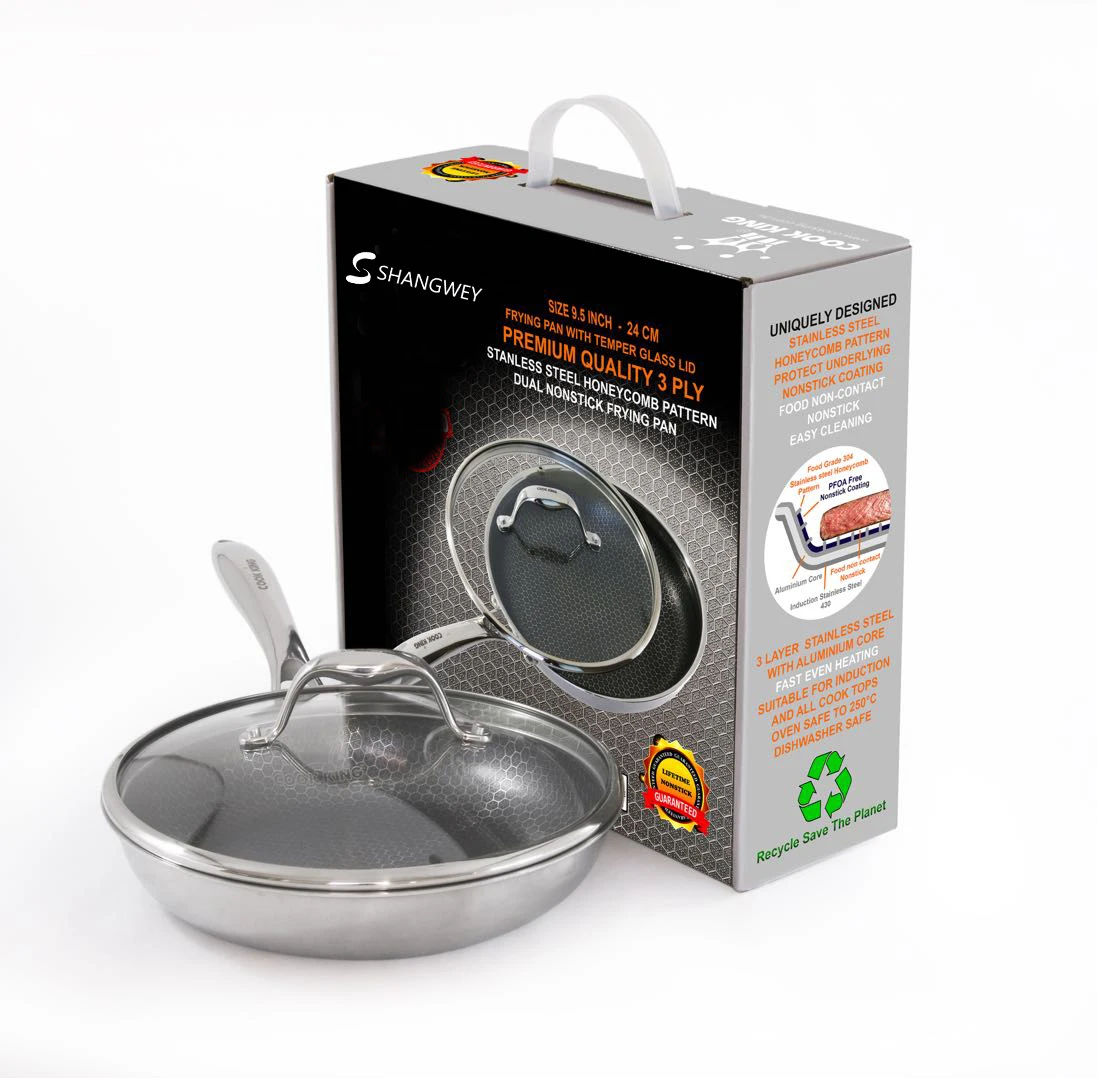 Triply Sus 30cm Cooking Honeycomb Nonstick Cookware Chinese Wok Pan ...
