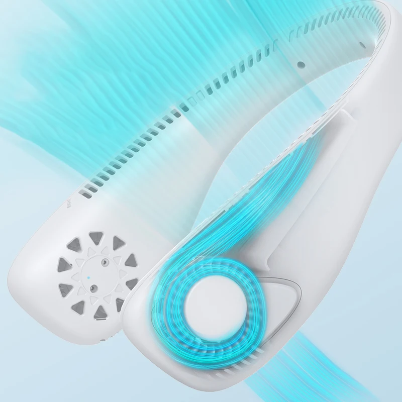 White Portable Bladeless Mini Air Cooling Neck Fan