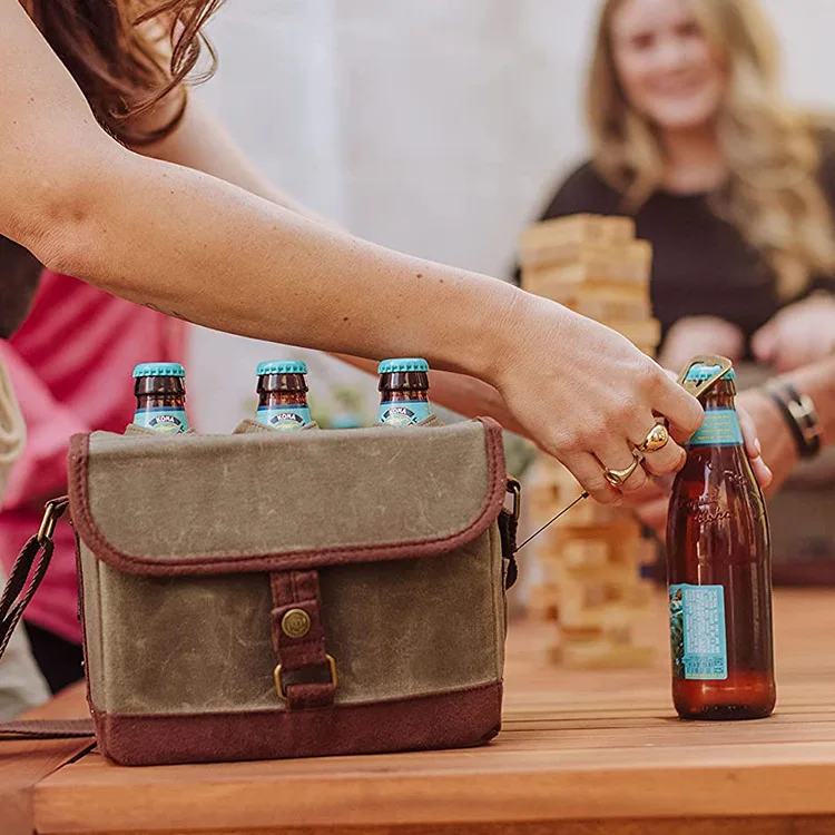 Heavy Duty Canvas Beers Cooler Bag - Custom 6 Bottles