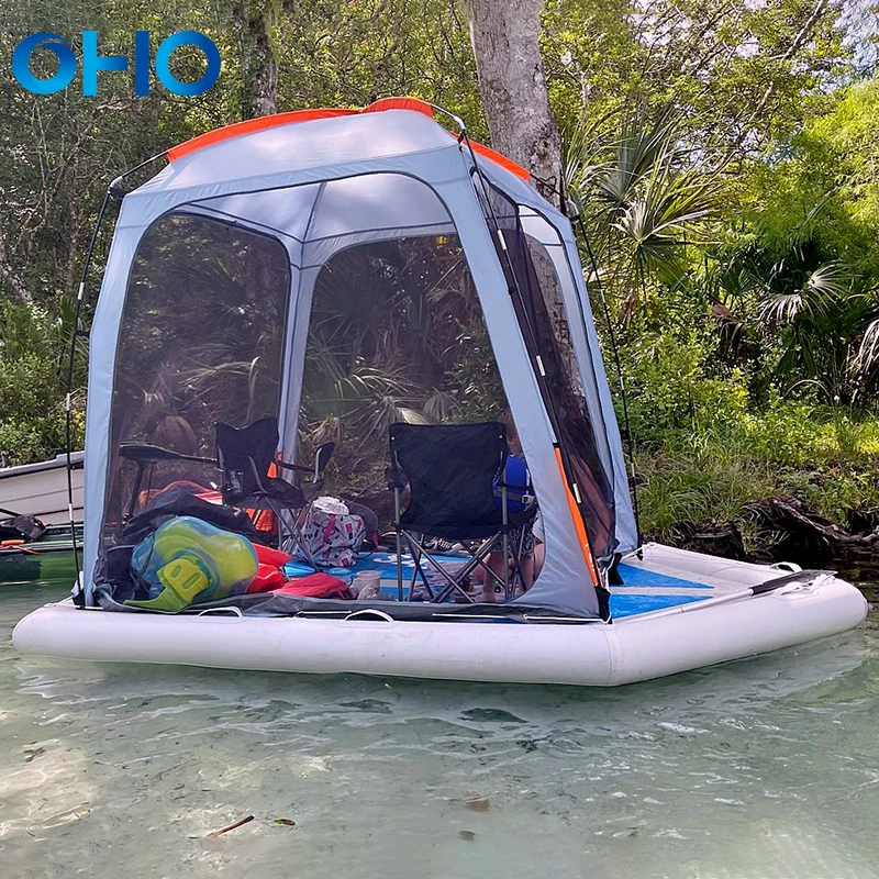 Oho Floating Island Inflatable Water Platform With Guard Bar And ...