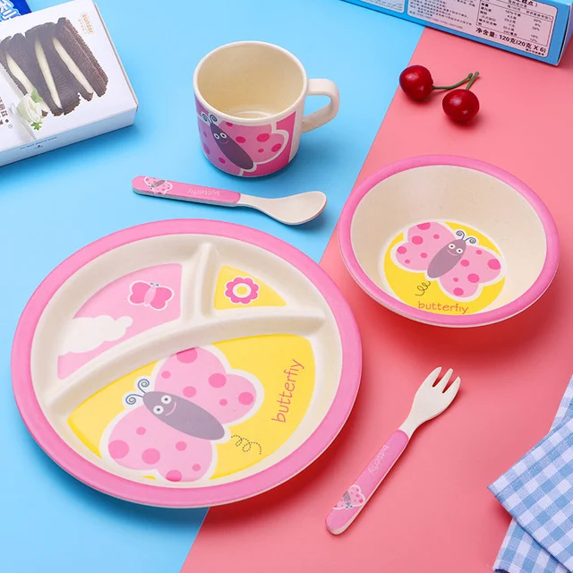 Cute Cartoon Bpa-free Bamboo Fiber Melamine Dinnerware Set For Kids ...