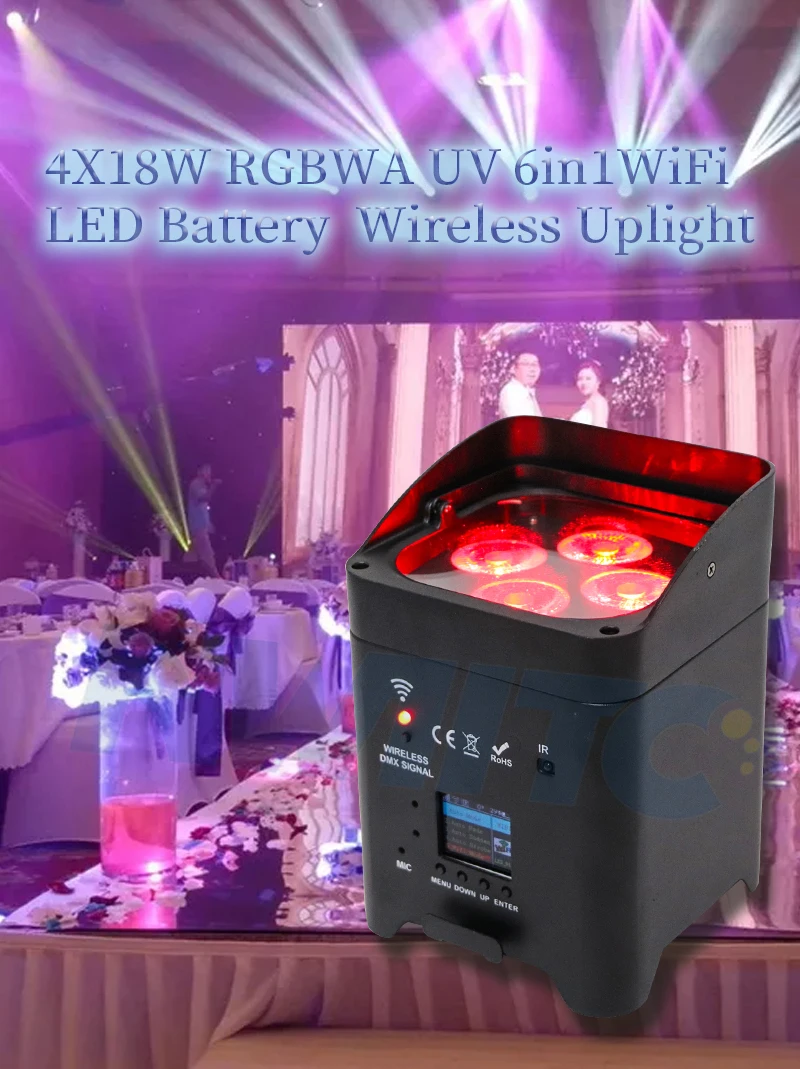 Pro Wifi Battery Powered 4x18w Rgbwa Uv 6in1 Uplight Led Par Can Light ...