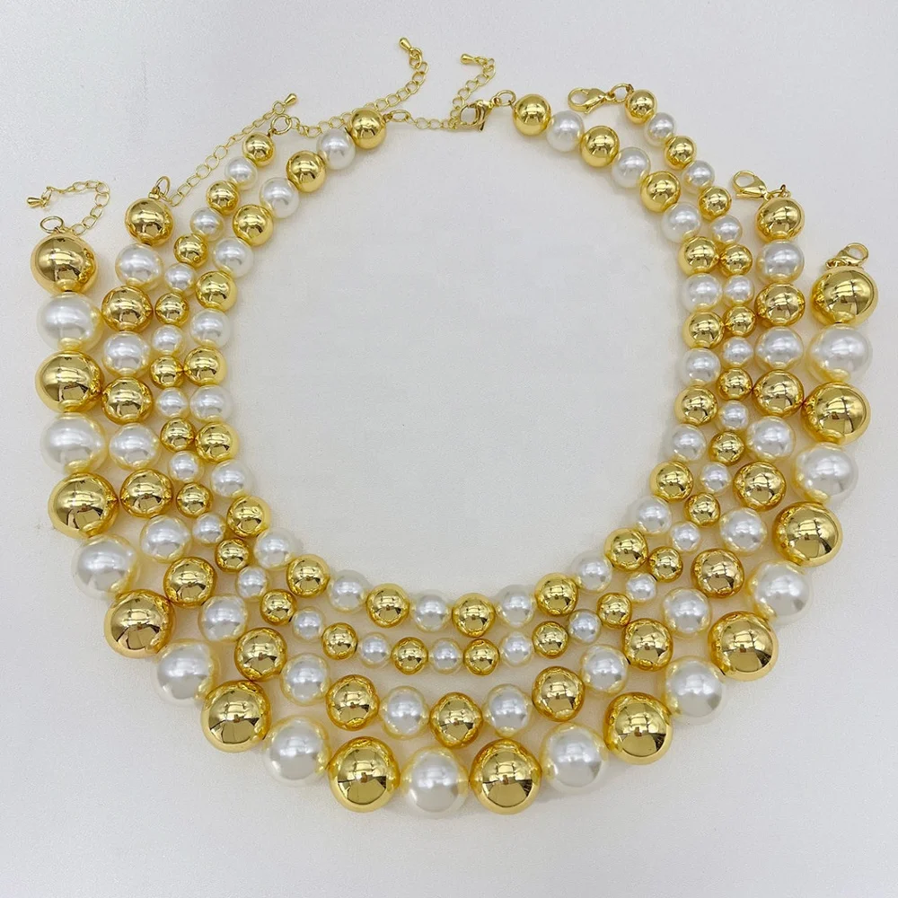 Fashion Jewelry Bead Necklace 18K Gold Plated Pearl Necklace| Alibaba.com