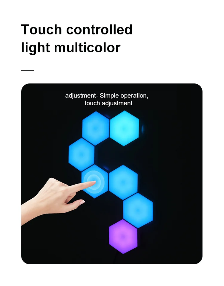 Hexagonal Touch Led Wall Light With Remote Control Smart Home Hexagon ...