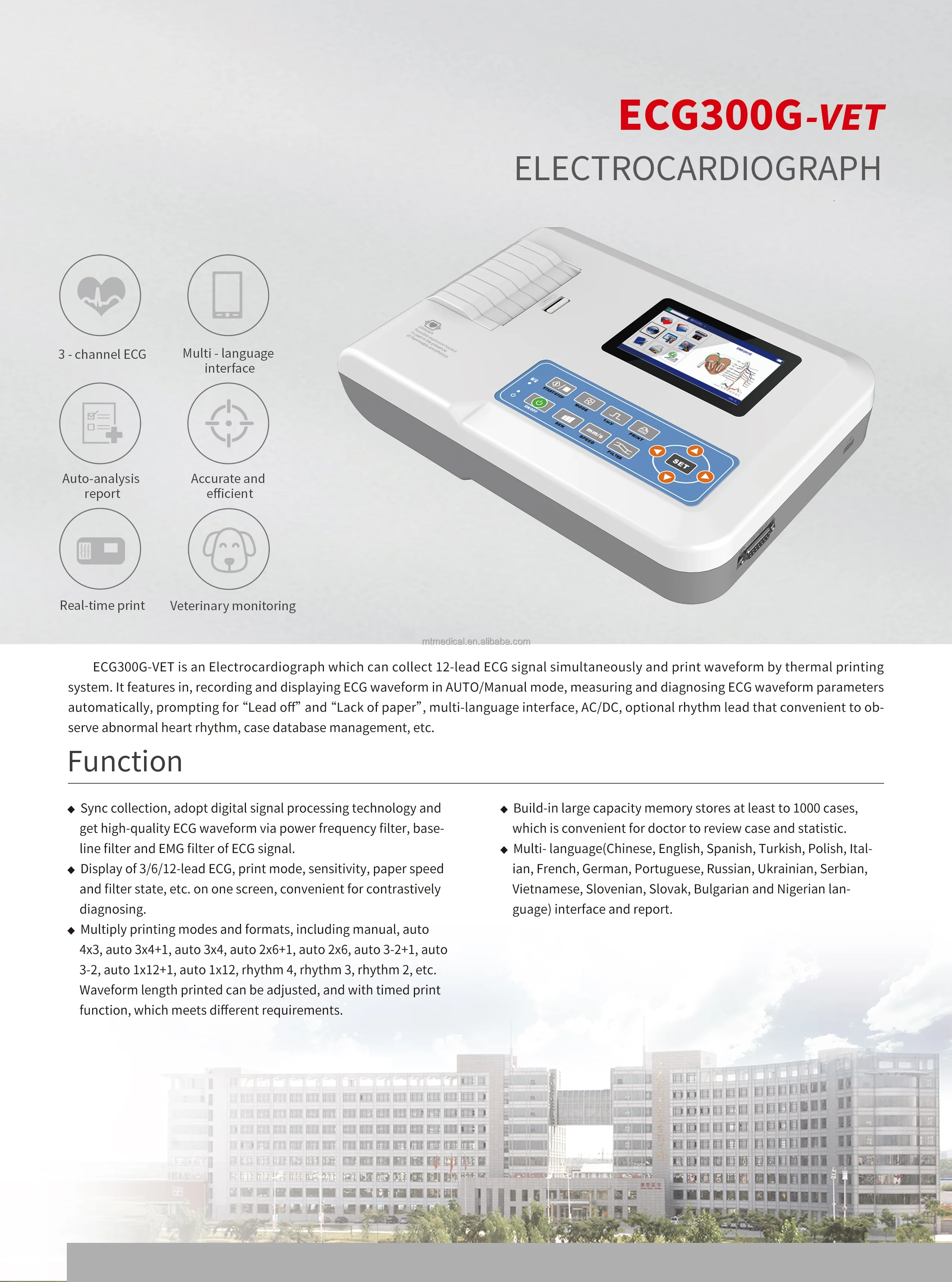MT MEDICAL Portable Monitor Digital Electrocardiografo 6 Channel Ecg ...