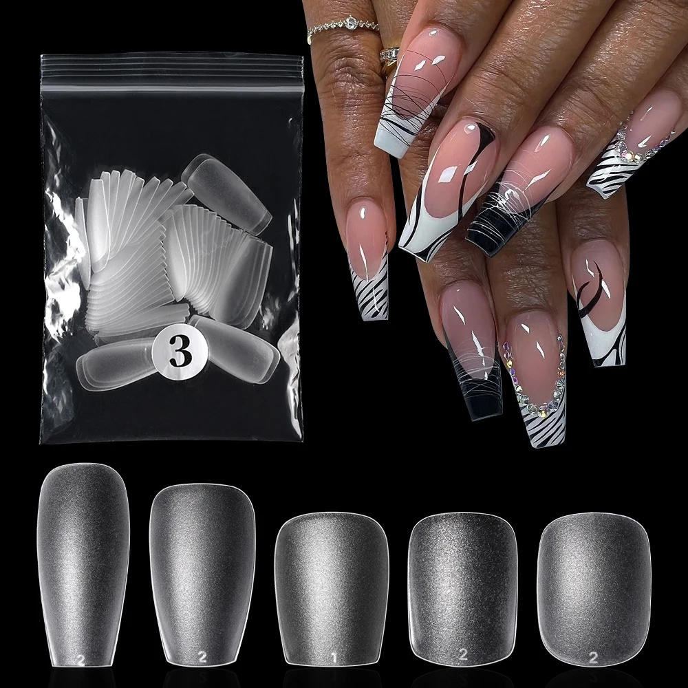 Wholesale 50 Pcs Single Size Full Cover Matte Nails Tip Short Coffin ...