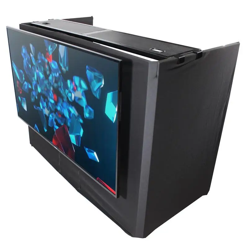 Professional Steel Frame DJ Booth with Black Scrim & TV Bracket