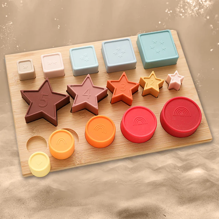 Food Grade Puzzle Silicone Stacking Building Block Baby Learning ...