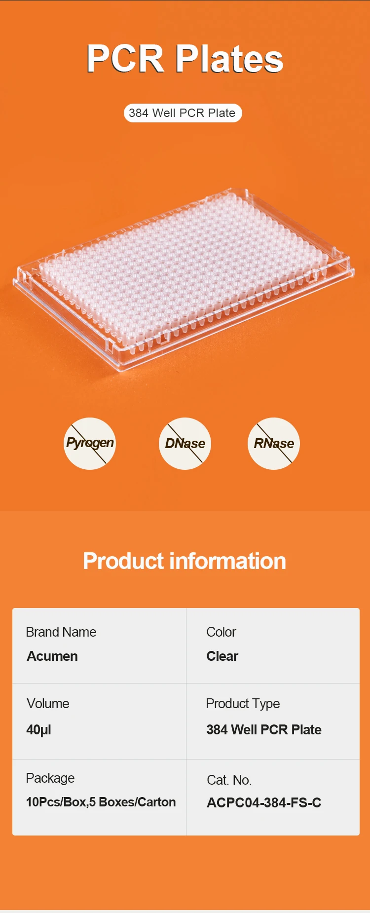 384 Well 40ul Clear Full Skirt Pcr Plate Compound Library Rna Extraction - Buy 364 Well Pcr ...