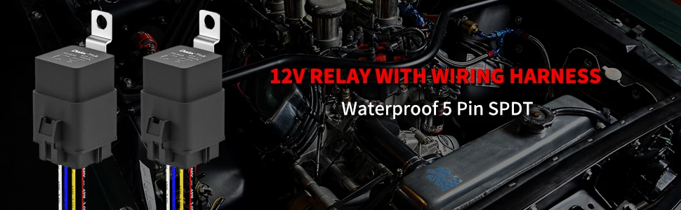 DaierTek 12V Waterproof Relay Kit with Harness - 40 AMP SPDT, Ideal for ...
